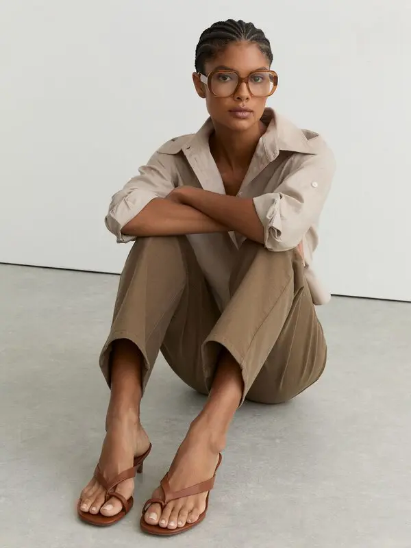 REISS Lizard-effect Leather Kitten-heel Sandals - Tan