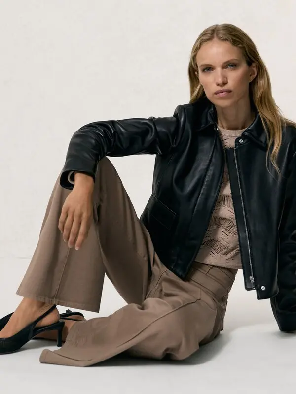 REISS Collared Leather Jacket