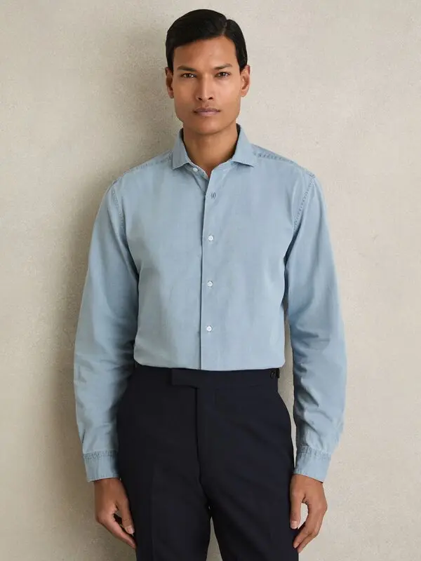REISS Washed Chambray Button-through Shirt