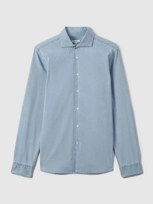 REISS Washed Chambray Button-through Shirt