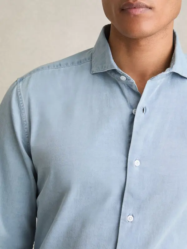REISS Washed Chambray Button-through Shirt