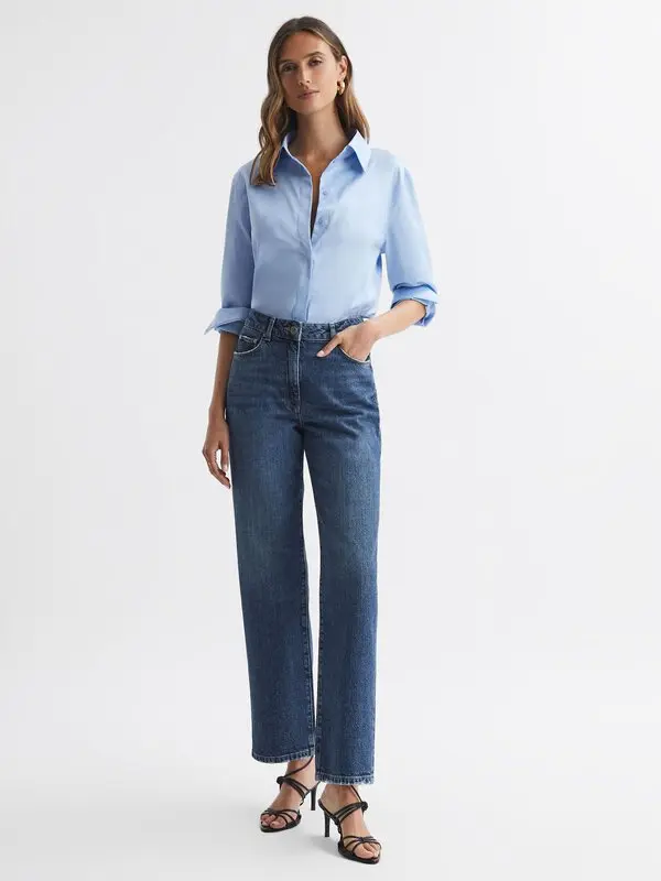 REISS Selin Straight Leg Jeans Cotton Pritned