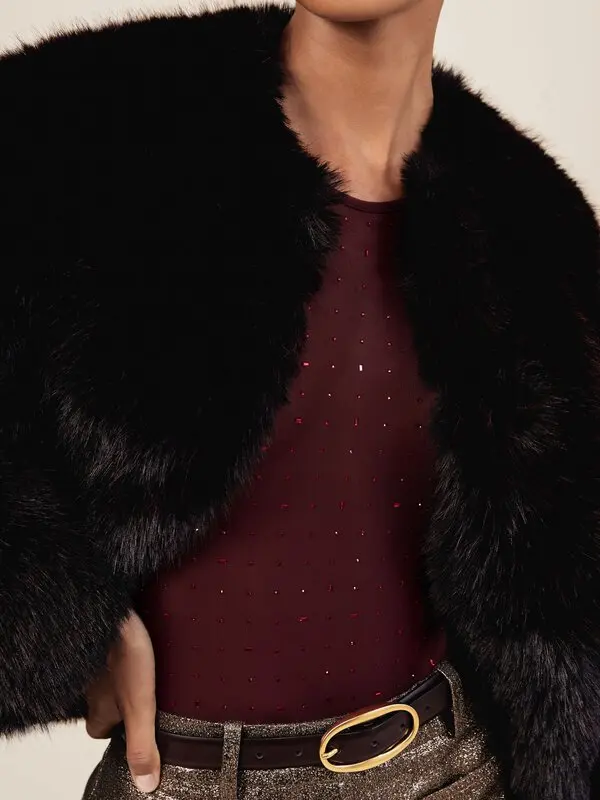 REISS Crystal-embellished Mesh Bodysuit