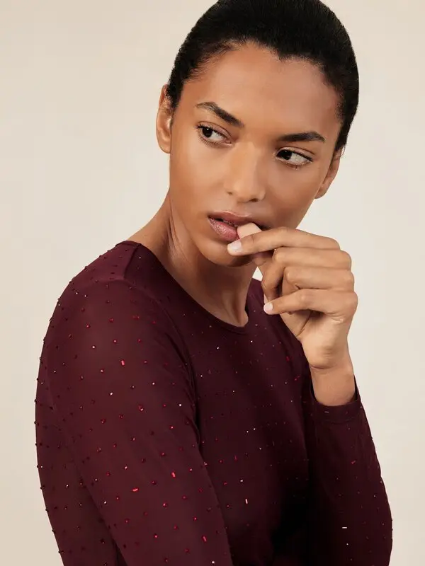 REISS Crystal-embellished Mesh Bodysuit