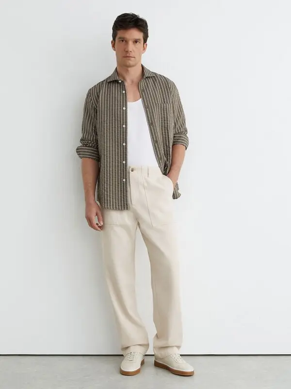 REISS Cotton And Wool Relaxed-fit Trousers