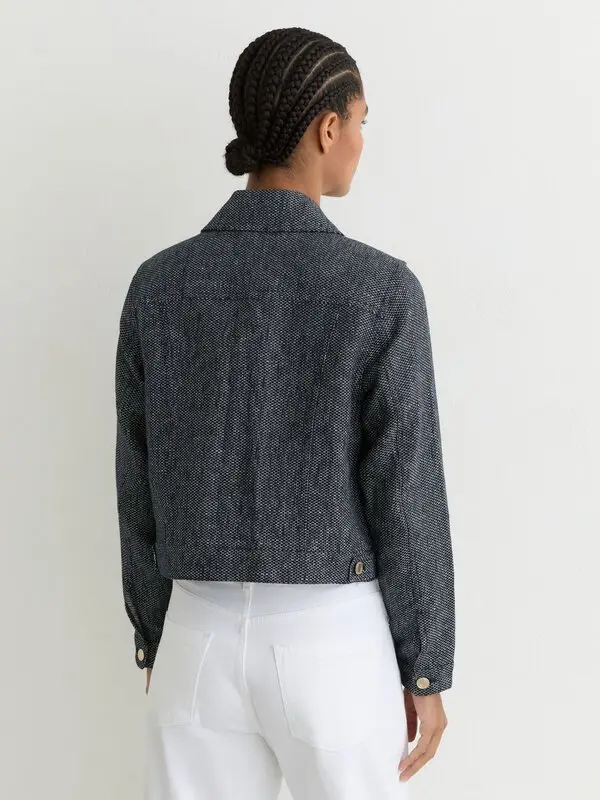 REISS Linen-cotton Woven Trucker Jacket