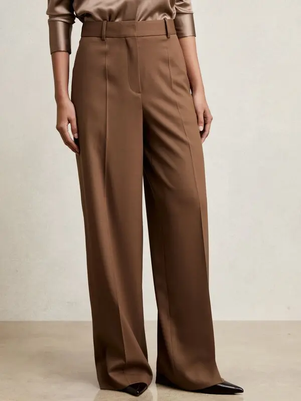 REISS Wool-blend Wide-leg Suit Trousers