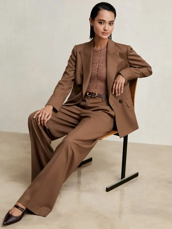 REISS Wool-blend Wide-leg Suit Trousers