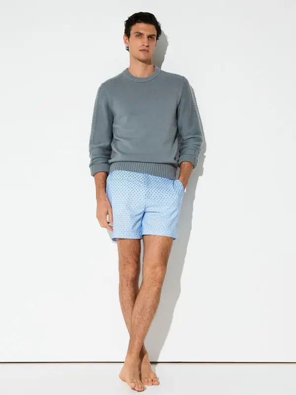 REISS Ombré Geometric-print Swim Shorts - Soft Blue