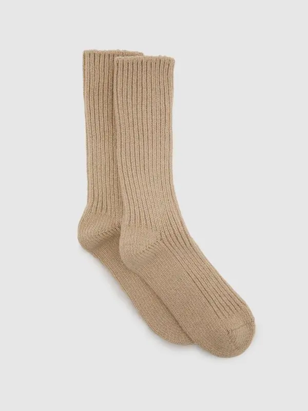 REISS Wool Blend Rib Knit Crew Socks - Neutral