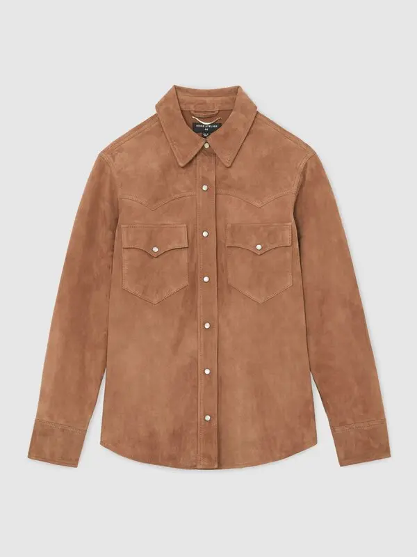 ATELIER Suede Western Press-stud Shirt