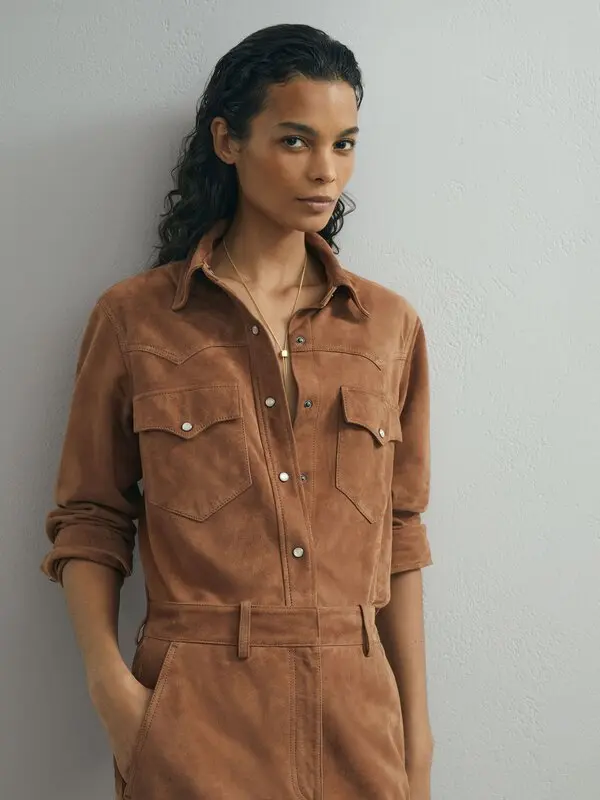 ATELIER Suede Western Press-stud Shirt
