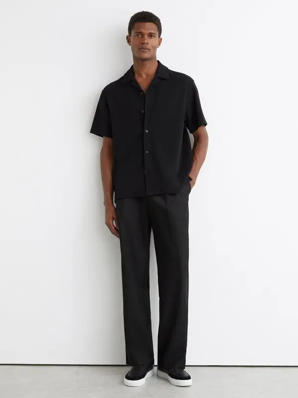 REISS Textured Cuban-collar Shirt