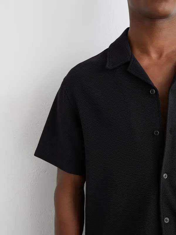 REISS Textured Cuban-collar Shirt