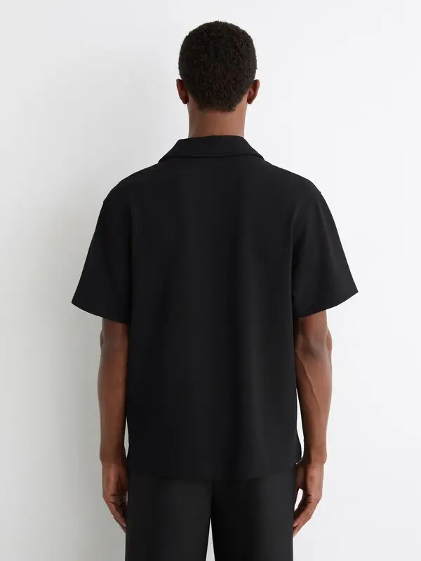 REISS Textured Cuban-collar Shirt