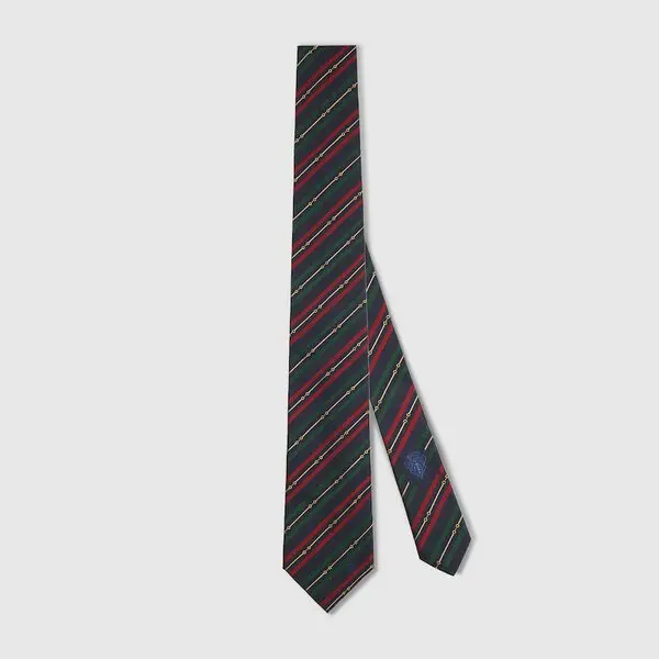 Gucci Gg Pattern Silk Neck Tie - Blue