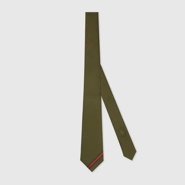 Gucci Gg Pattern Silk Neck Tie - Green