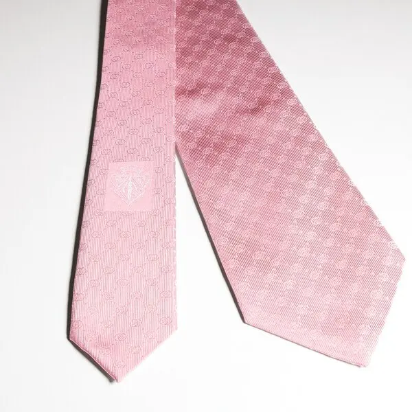 Gucci Double G Silk Jacquard Neck Tie - Pink