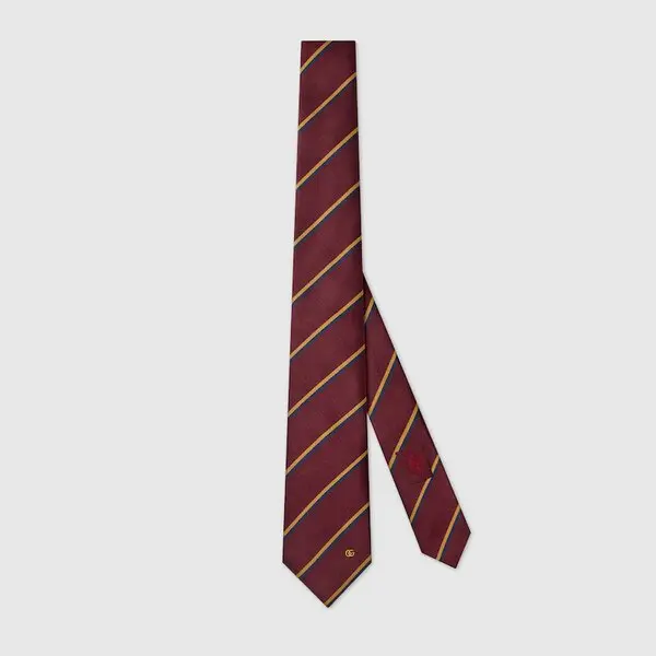 Gucci Double G Silk Jacquard Neck Tie - Red