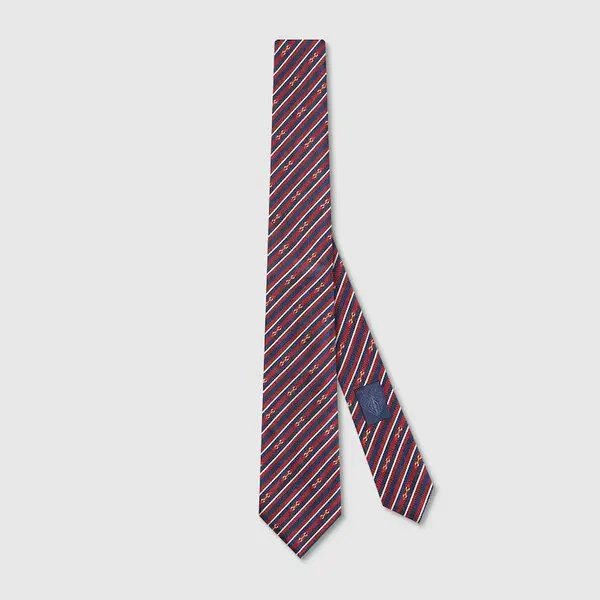 Gucci Gg Pattern Silk Neck Tie - Red