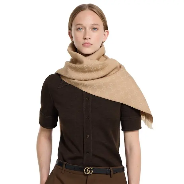 Gucci Gg Wool Scarf - Beige