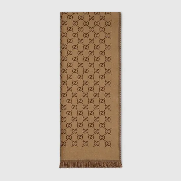 Gucci Gg Wool Scarf - Beige
