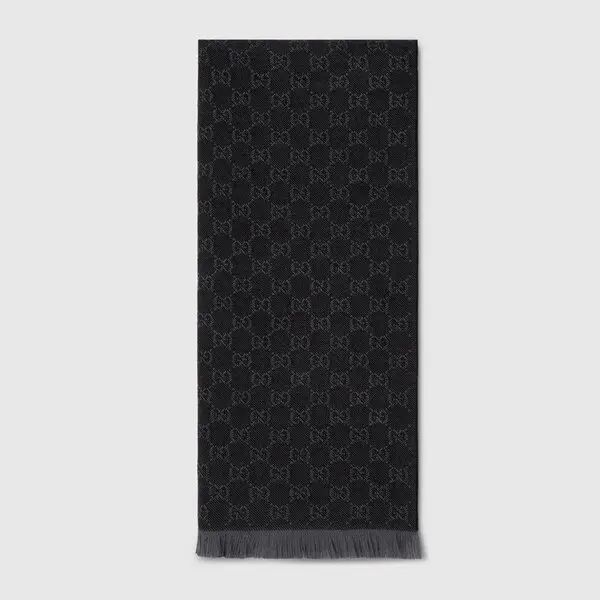 Gucci Gg Wool Scarf - Black