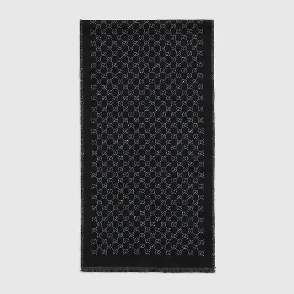 Gucci Gg Wool Scarf - Black