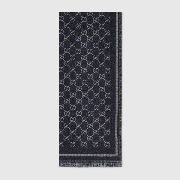 Gucci Gg Wool Scarf - Blue