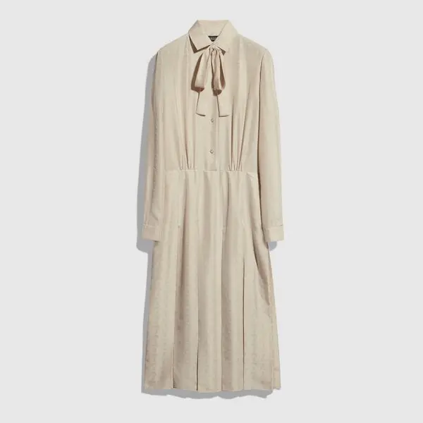 Gucci Gg Satin Shirt Dress - Beige
