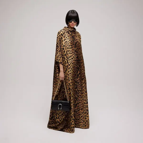 Gucci Gg Satin Shirt Dress, Size - Brown