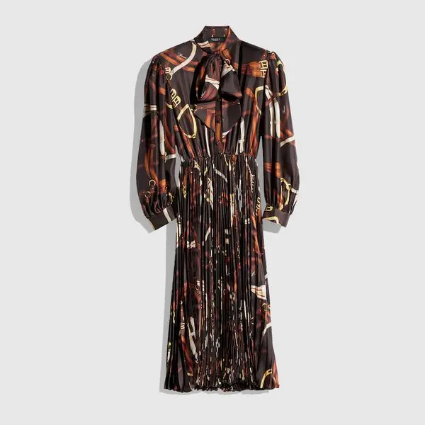Gucci Gg Satin Shirt Dress - Brown