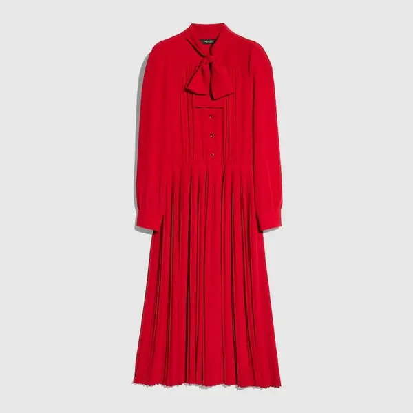 Gucci Gg Satin Shirt Dress - Red