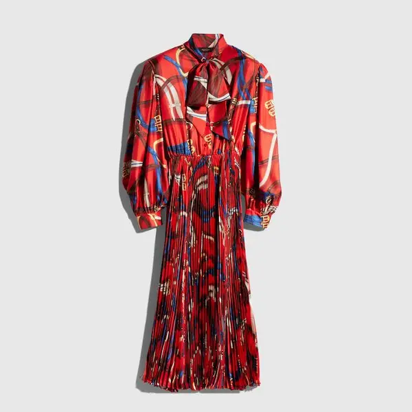 Gucci Gg Satin Shirt Dress - Red