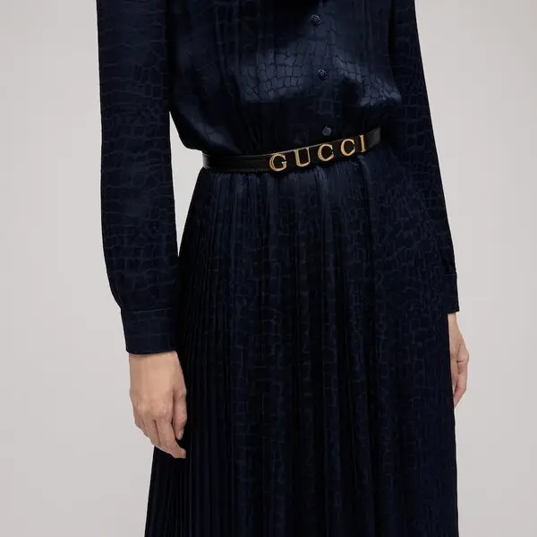 Gucci Gg Marmont Thin Belt - Black