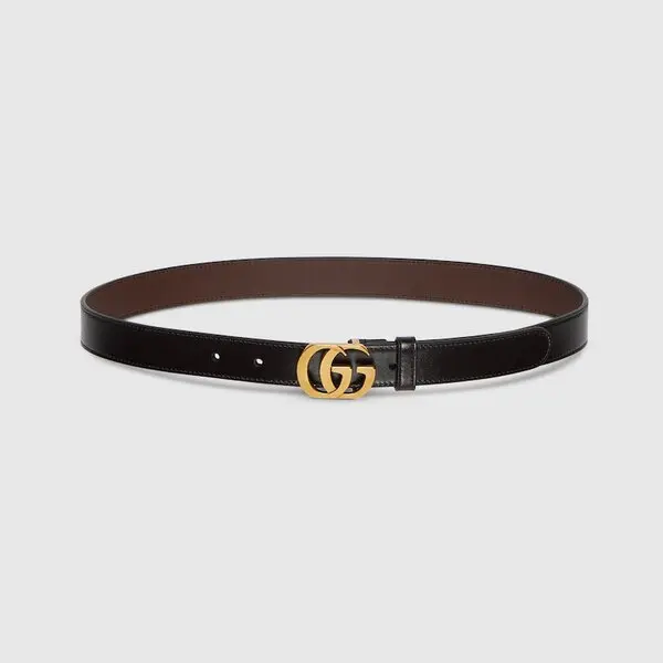 Gucci Gg Marmont Thin Belt - Brown