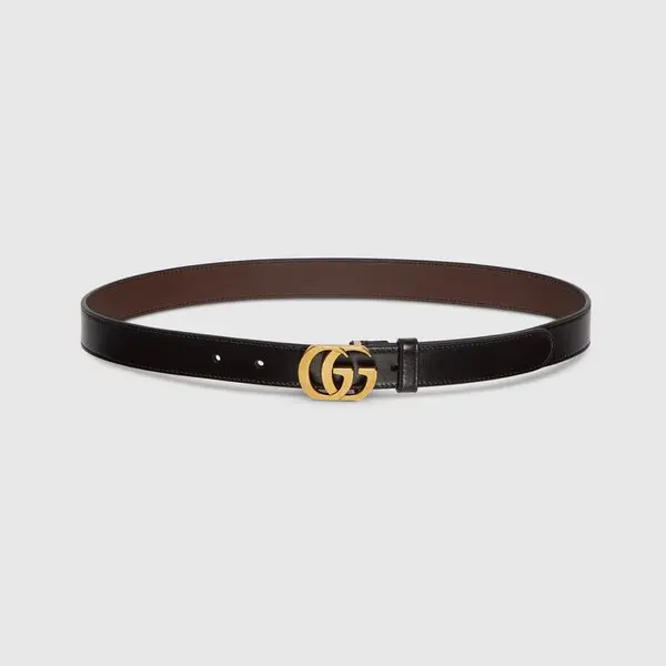 Gucci Gg Marmont Thin Belt - Brown