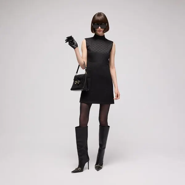 Gucci Gg Canvas Dress With Horsebit, Size - Black