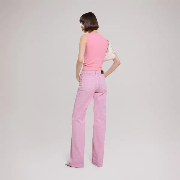 Gucci Fine Wool Top With Gg Crystal Embroidery - Pink
