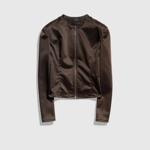 Gucci Gg Nylon Jacket With Hood - Brown
