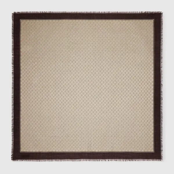 Gucci Double G Silk Wool Shawl - Beige