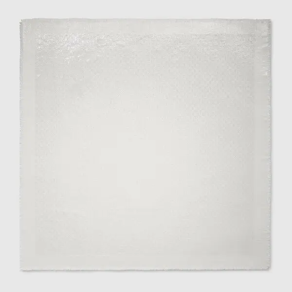 Gucci Gg Jacquard Silk Wool Shawl - White