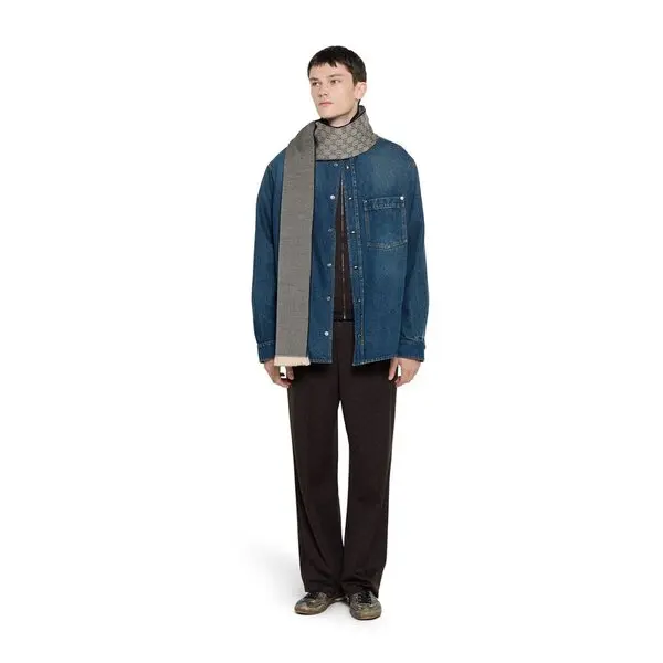 Gucci Double G Silk Cotton Jacquard Stole - Grey