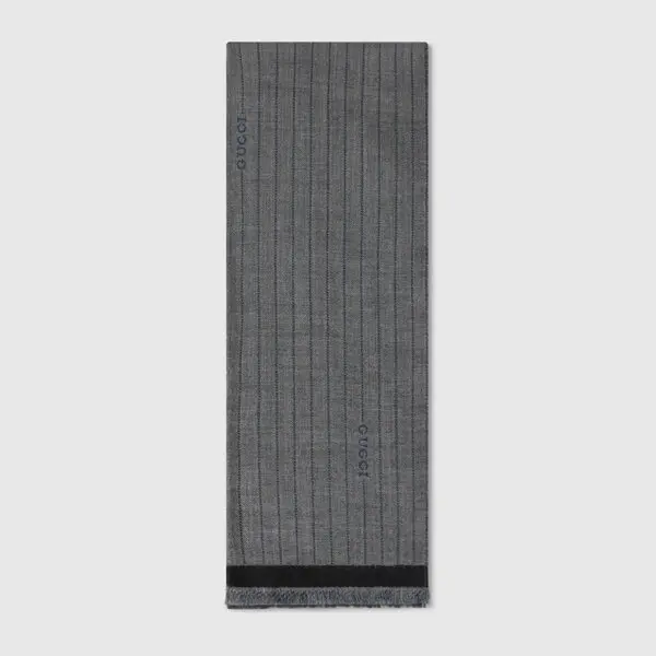 Gucci Double G Silk Cotton Jacquard Stole - Grey
