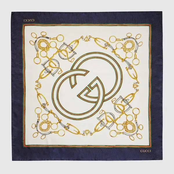 Gucci Printed Flora Silk Twill Carr - Black