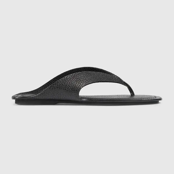 Gucci Thong Sandals With Interlocking G Detail - Black