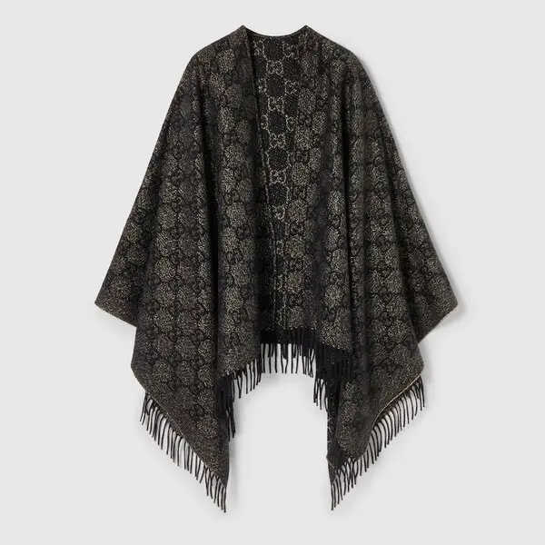 Gucci Gg Wool Jacquard Cape - Black