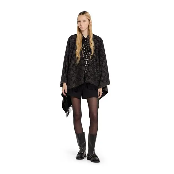 Gucci Gg Wool Jacquard Cape - Black