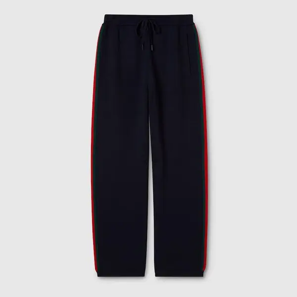 Gucci Gg Knit Doube Woo Eisure Trousers, Size - Blue