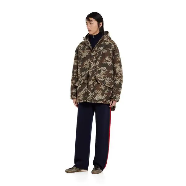 Gucci Gg Knit Doube Woo Eisure Trousers, Size - Blue